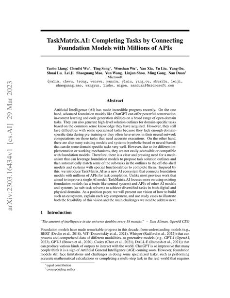 pdf taskmatrix ai completing tasks by connecting foundation models