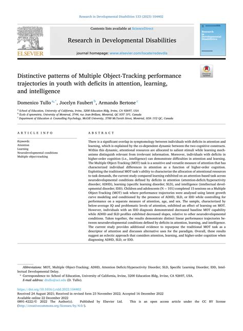 pdf distinctive patterns of multiple object tracking performance