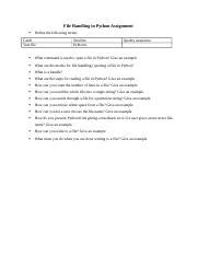 File Handling In Python Assignment 1 Docx File Handling In Python Assignment Define The