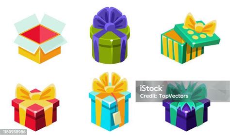 다채로운 선물 상자 세트 활 벡터 일러스트와 다양한 선물 상자 기념일에 대한 스톡 벡터 아트 및 기타 이미지 기념일 낮 놀라움 Istock
