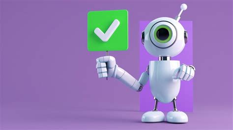 Premium Photo A Cute Robot Holding A Green Check Mark Sign In Its