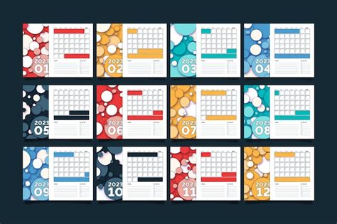 Ручной обращается шаблон годового календаря Бесплатный вектор