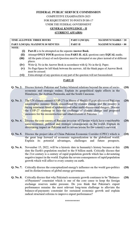 Css Past Papers Current Affairs 2023 Cepi Pakistan