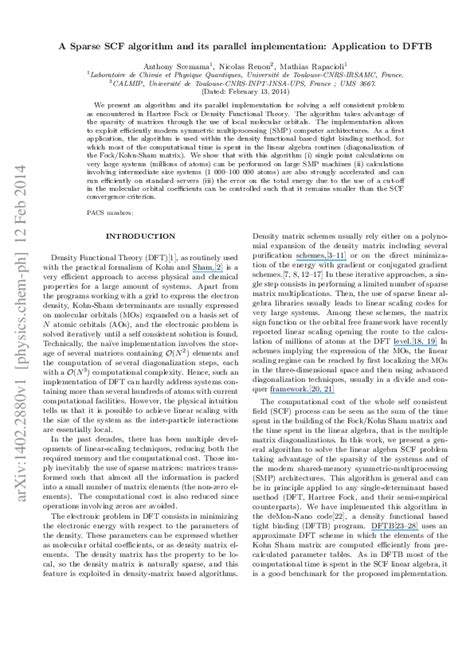 Pdf A Sparse Scf Algorithm And Its Parallel Implementation