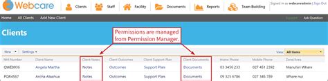manage permissions client webcare help centre