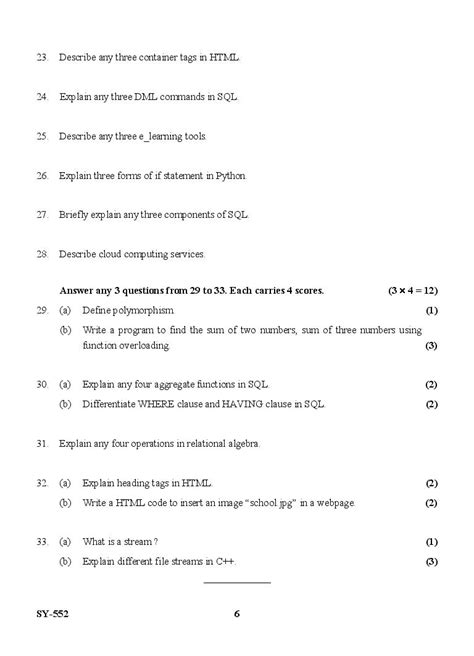 Kerala Plus Two Computer Science And Information Technology Question Paper 2024 Pdf With