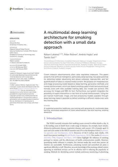 Pdf A Multimodal Deep Learning Architecture For Smoking Detection