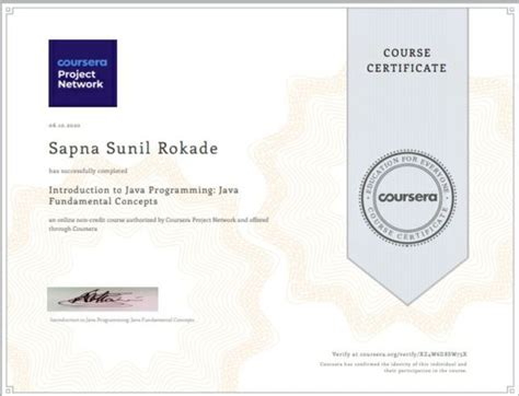 Sapna Rokade On Linkedin Coursera Java Course