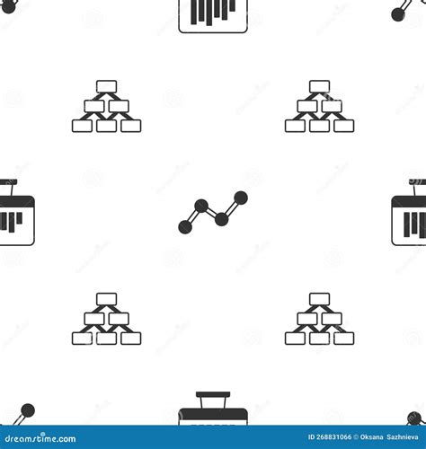 Set Monitor With Graph Chart Graph Infographic And Hierarchy Organogram On Seamless Pattern