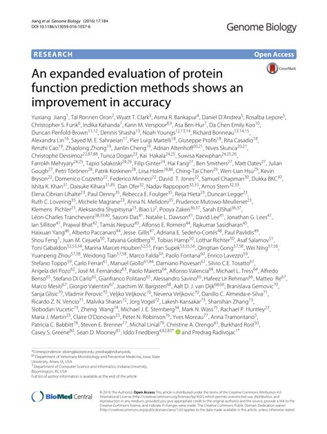 Pdf An Expanded Evaluation Of Protein Function Prediction Methods Shows An Improvement In Accuracy