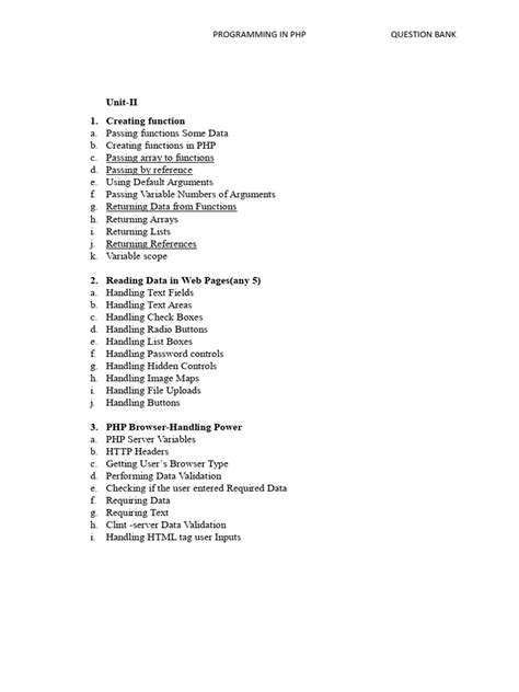 Unit 2 Question Bank Pdf Parameter Computer Programming Php