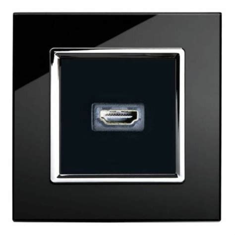 Rts2000 Black 1 Gang Hdmi Socket With Chrome Trim