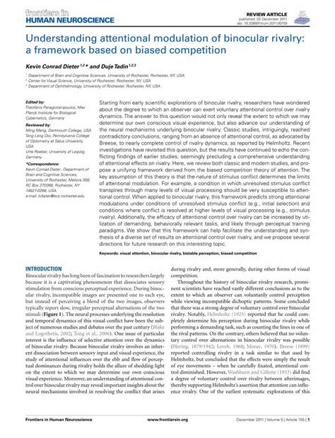 Pdf Understanding Attentional Modulation Of Binocular Rivalry A