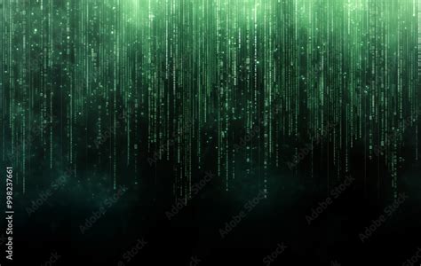 Matrix Style Background Green Falling Code On A Dark Abstract Background Computer Virus And