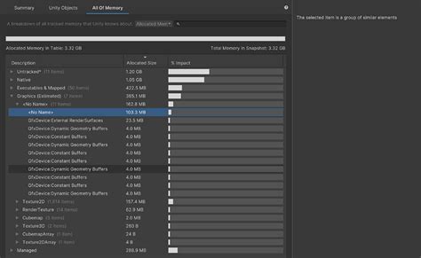 unknown memory in memory profiler unity engine unity discussions