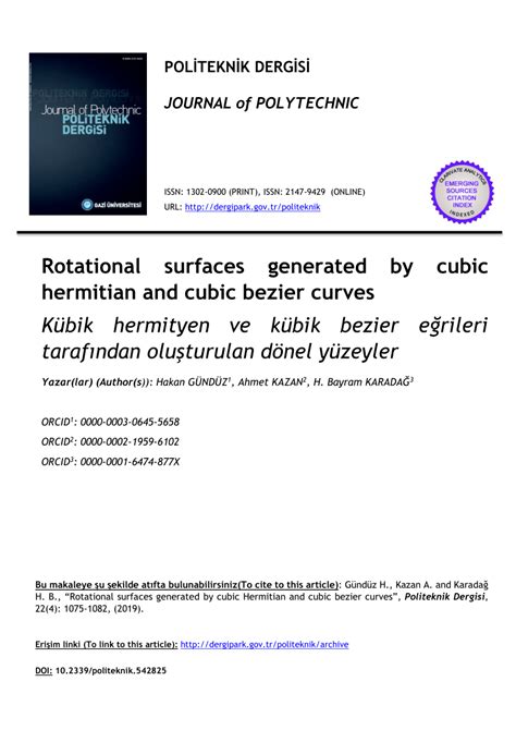 pdf rotational surfaces generated by cubic hermitian and cubic bezier