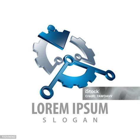 로고 컨셉 디자인 기어 화살표 산업 3d 스타일 기호 그래픽 템플릿 요소 벡터 0명에 대한 스톡 벡터 아트 및 기타 이미지 0명 강철 곡선 Istock