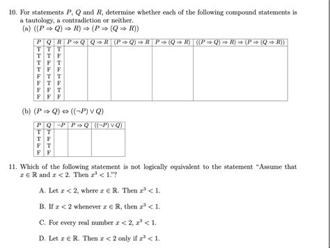solved 10 for statements p q and r determine whether each
