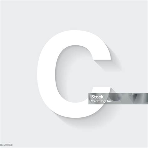 빈 배경에 긴 그림자가 있는 편지 C 아이콘 플랫 디자인 알파벳 C에 대한 스톡 벡터 아트 및 기타 이미지 알파벳 C 3차원 형태 개념 Istock