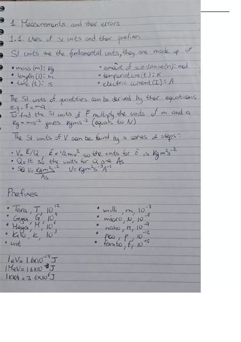 As A Level Physics Measurements And Errors Topic 1 Measurements And Their Errors Stuvia Uk