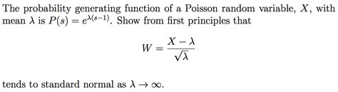 Solved The Probability Generating Function Of A Poisson Chegg