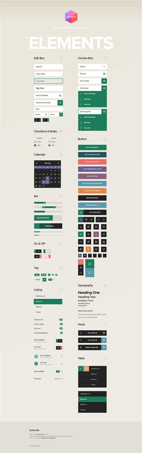 Square User Interface Elements By The Webdesign On Deviantart