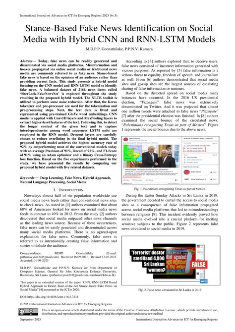 Pdf Stance Based Fake News Identification On Social Media With Hybrid Cnn And Rnn Lstm Models