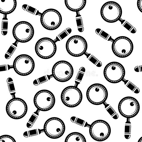 Vector Magnifying Glass Search Icon Seamless Pattern Magnifier Big Tool Instrument Magnifier