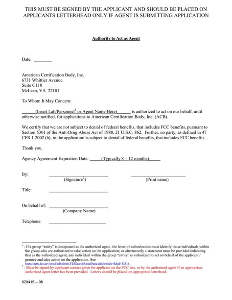 Agent Authorization Letter 15 Examples Format Types How To Write Pdf