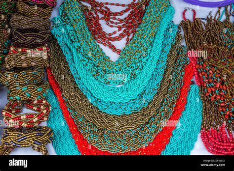 Colorful Beaded Necklaces And Other Native Jewelries At Local Market