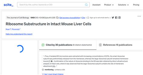 Ribosome Substructure In Intact Mouse Liver Cells [scite Report]