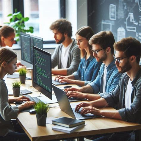 Software Engineers Collaborating On A Project Premium Ai Generated Image