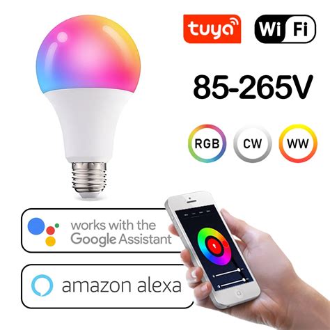 스마트 와이파이 Led 전구 음성 제어 조명 투야 램프 조도 조절 조명 거실용 구글 홈 알렉사와 함께 작동 15w
