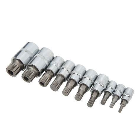 10pcs triple square spline bit socket set low wear accurate strong
