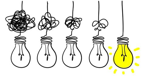 Simplifying The Complex Confusion Clarity Or Path Vector Idea Concept With Lightbulbs Doodle