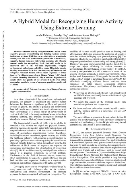 Pdf A Hybrid Model For Recognizing Human Activity Using Extreme Learning