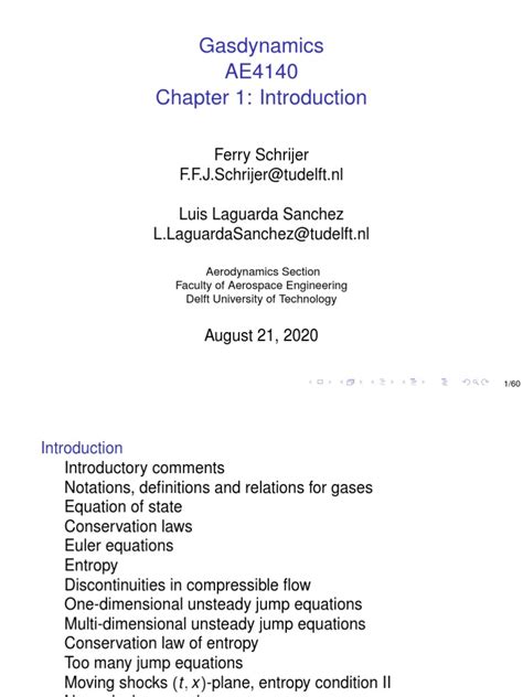 Gasdynamics Ae4140 Chapter 1 Introduction Pdf Gases Fluid Dynamics