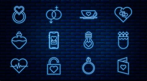 하트 화살통과 화살표 커피 컵 모바일 병 사랑 묘약 결혼 반지 하트 모양 전구 및 성별 아이콘과 함께 세트 라인 발렌타인 데이 전단지 벡터 0명에 대한 스톡 벡터 아트 및