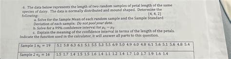 solved 6 the data below represents the length of two random