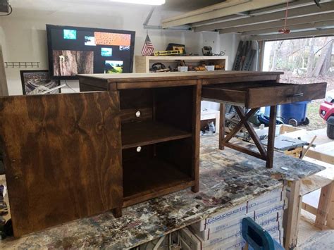 Rustic X Computer Desk With Drawer And Cabinet Etsy