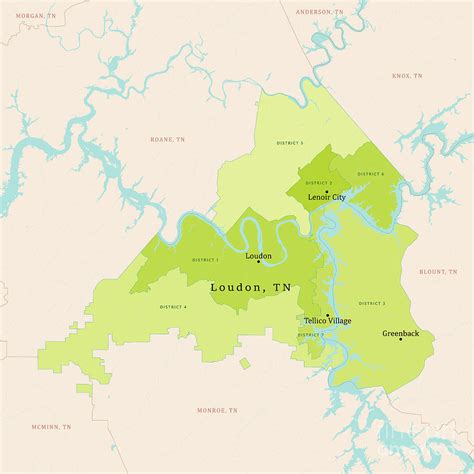 Tn Loudon County Vector Map Green Digital Art By Frank Ramspott Pixels