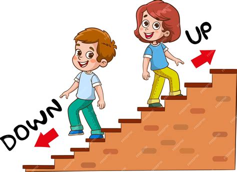 Niños Caminando Arriba Y Abajo Vector De Dibujos Animados Vector Premium