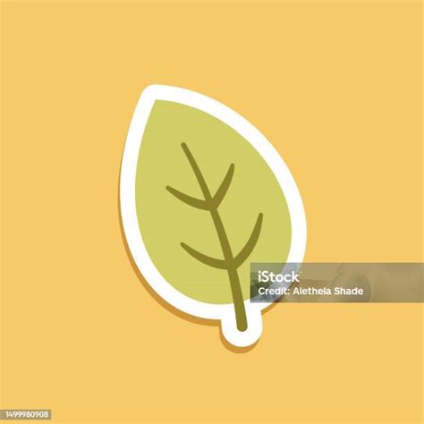 녹색 잎 스티커 벡터 그림 간단한 최소 평면 아이콘 로고 디자인 0명에 대한 스톡 벡터 아트 및 기타 이미지 0명 가을