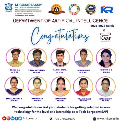 Mkce Karur On Linkedin Internshipoffers Kaartechnologies Mkce