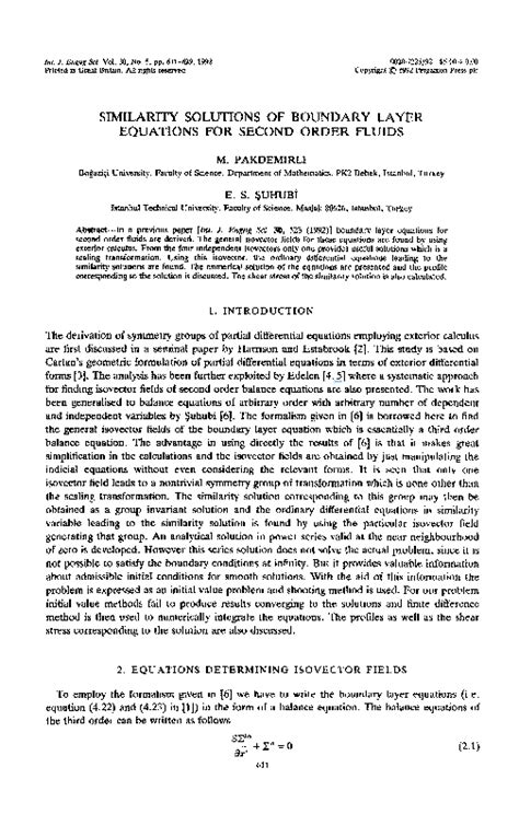 Pdf Similarity Solutions Of The Boundary Layer Equations For A Nonlinearly Stretching Sheet