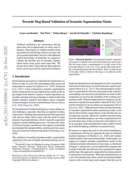 Pdf Towards Map Based Validation Of Semantic Segmentation Masks