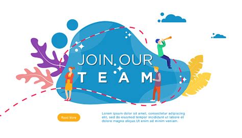 그룹 캐릭터 미니 사람들과 우리의 팀 워드 벡터에 가입 하는 것은 방문 페이지 템플릿 Ui 웹 모바일 앱 포스터 배너 인터뷰