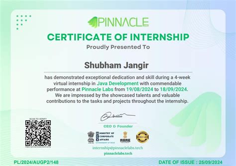 Shubham Jangir On Linkedin Internship Javaprogramming