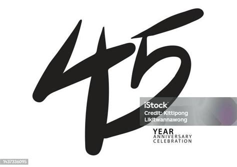 45 주년 기념 축 하 블랙 컬러 로고 타입 벡터 45 숫자 디자인 45 번째 생일 초대장 로고 번호 디자인 벡터 일러스트 레이 션 2022년에 대한 스톡 벡터 아트 및