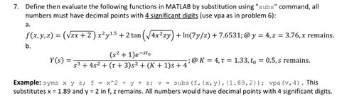 Solved 7 Define Then Evaluate The Following Functions In